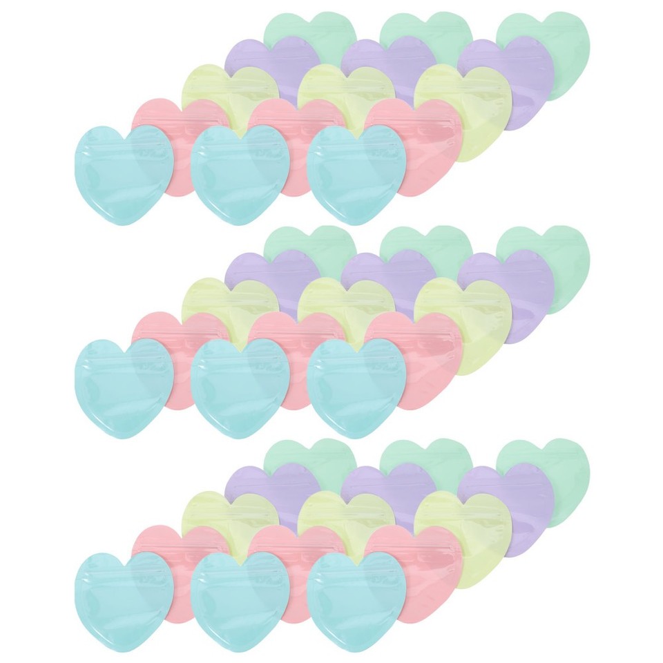 100pcs Mini Bags For Small Business, Heart-Shaped Jewelry Bags Clear ...