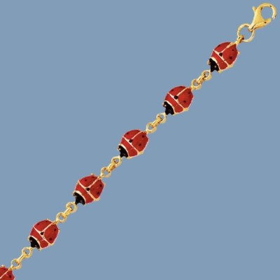 CUTE 3D ENAMELED LADYBUG ANKLET BRACELET REAL SOLID 14K YELLOW GOLD | eBay
