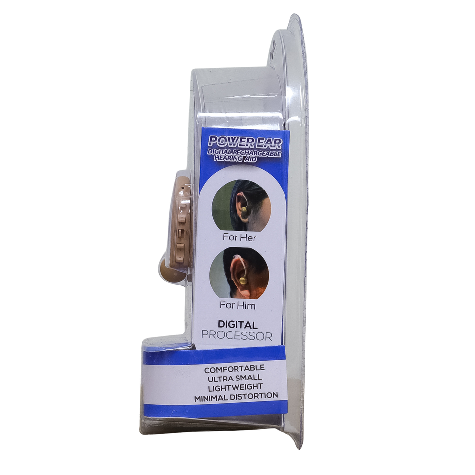 Power Ear Digital Rechargeable Hearing Aid Manually Controls Hi & Lo ...