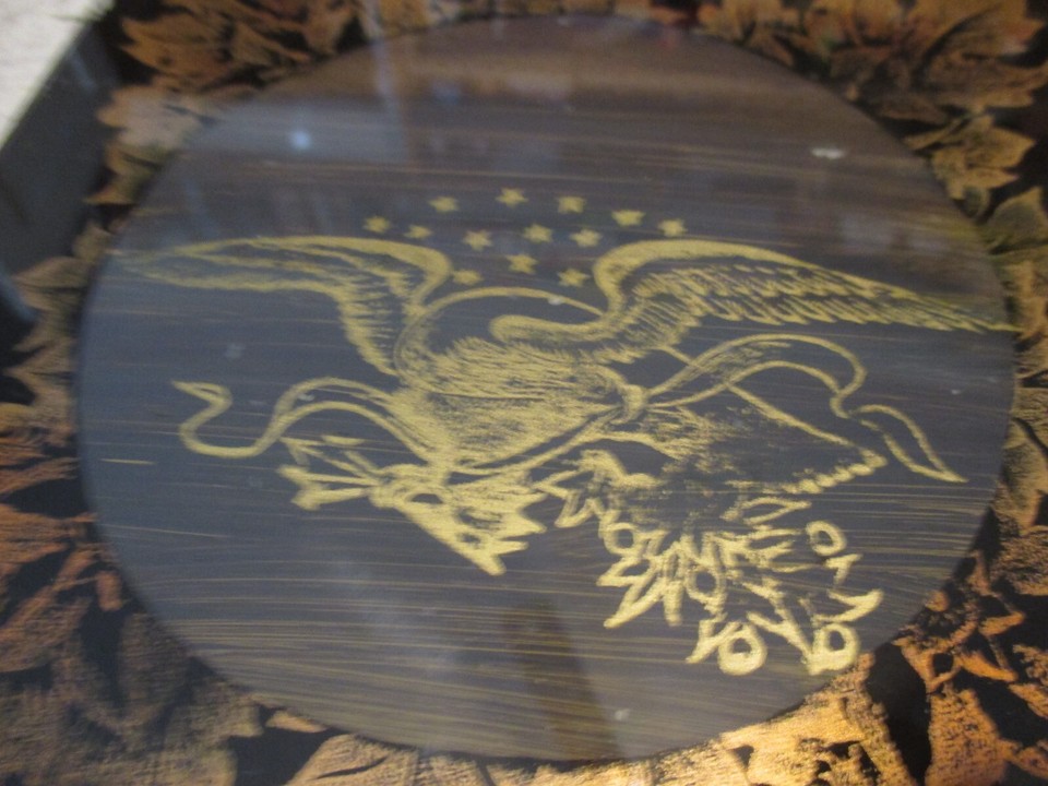 Antique Reversed Hand Painted Clock Glass Panel, U.S Eagle & 13 Star ...