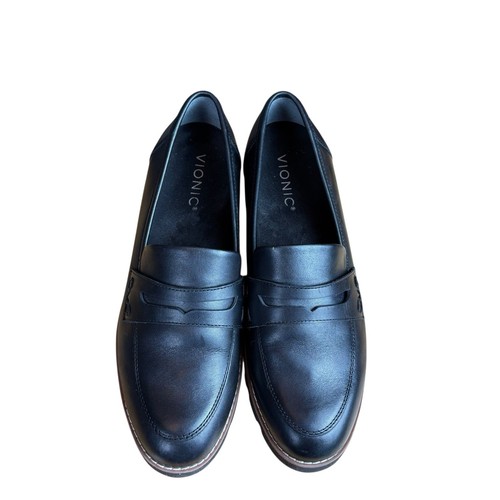 Vionic Cheryl II Penny Chunky Loafers Black Nappa Leather Size 7.5 M ...