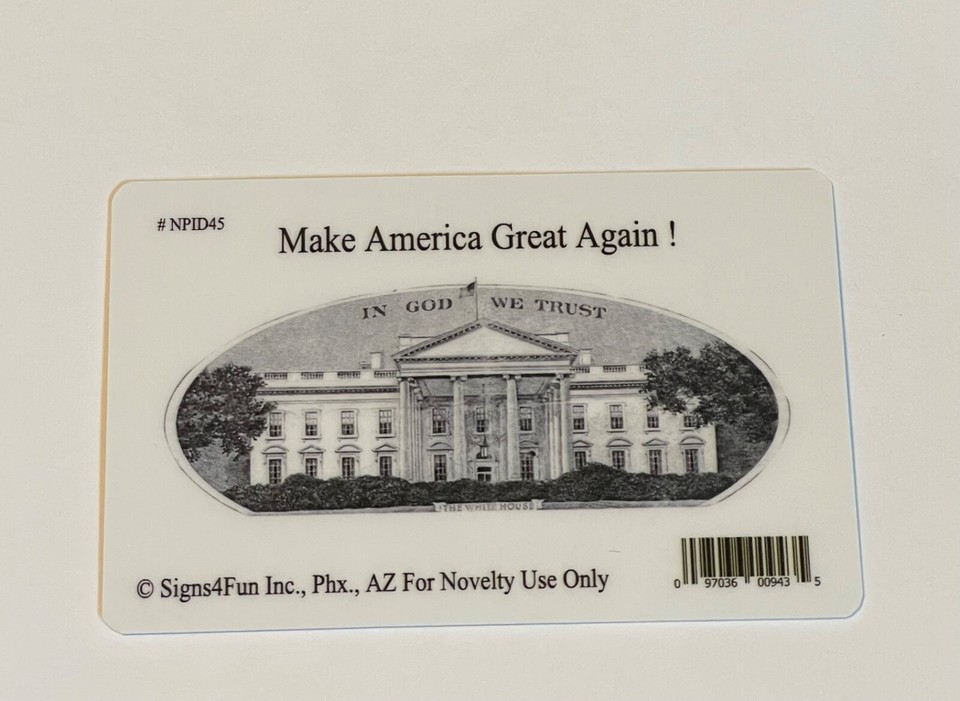 Donald Trump Presidential License Novelty Gift ID Card | eBay