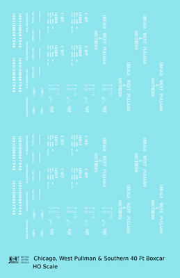 K4 HO Scale Decals Chicago, West Pullman & Southern 40 Ft Steel Boxcar ...