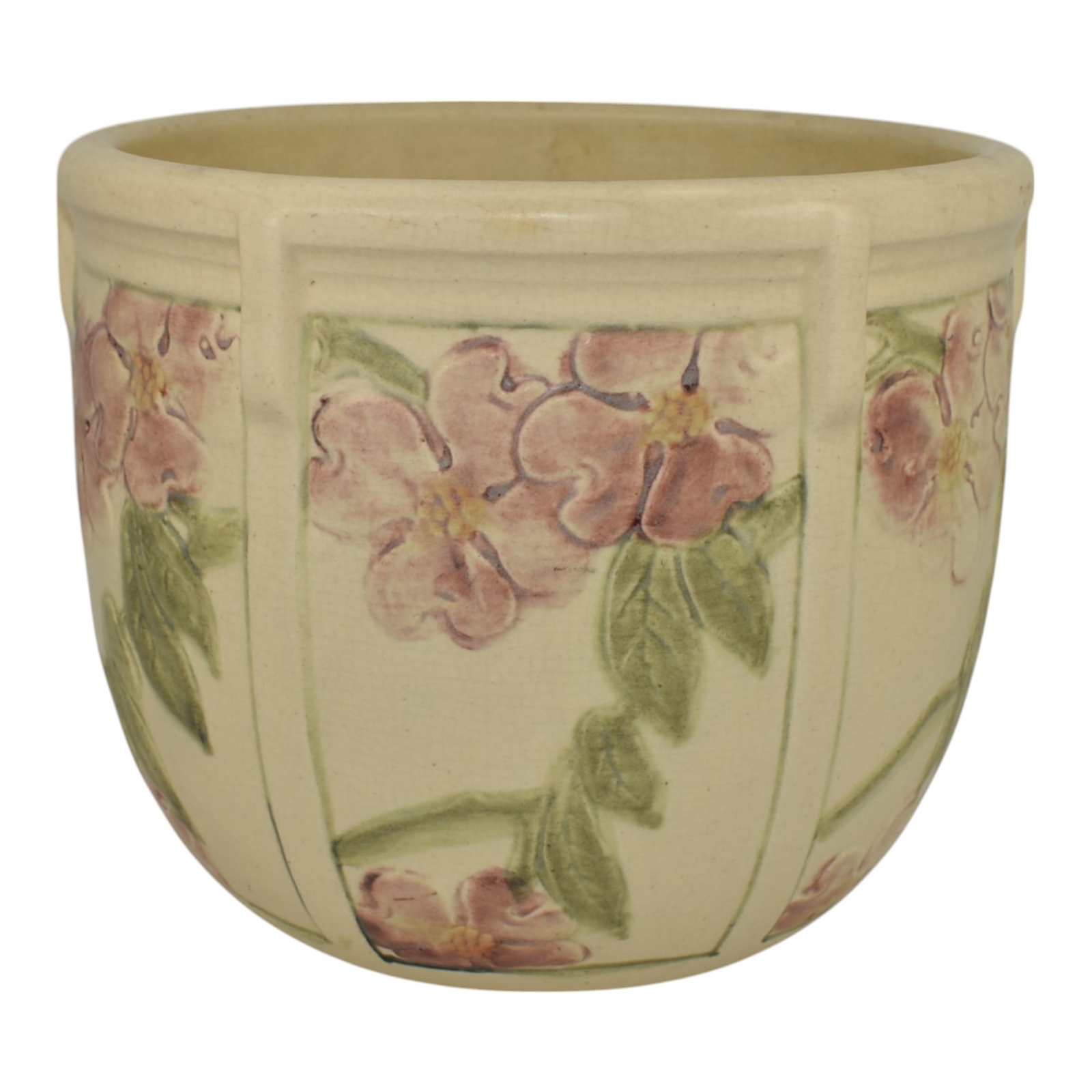 Weller Roma 1910s Vintage Art Pottery Floral Ivory Ceramic Jardiniere ...