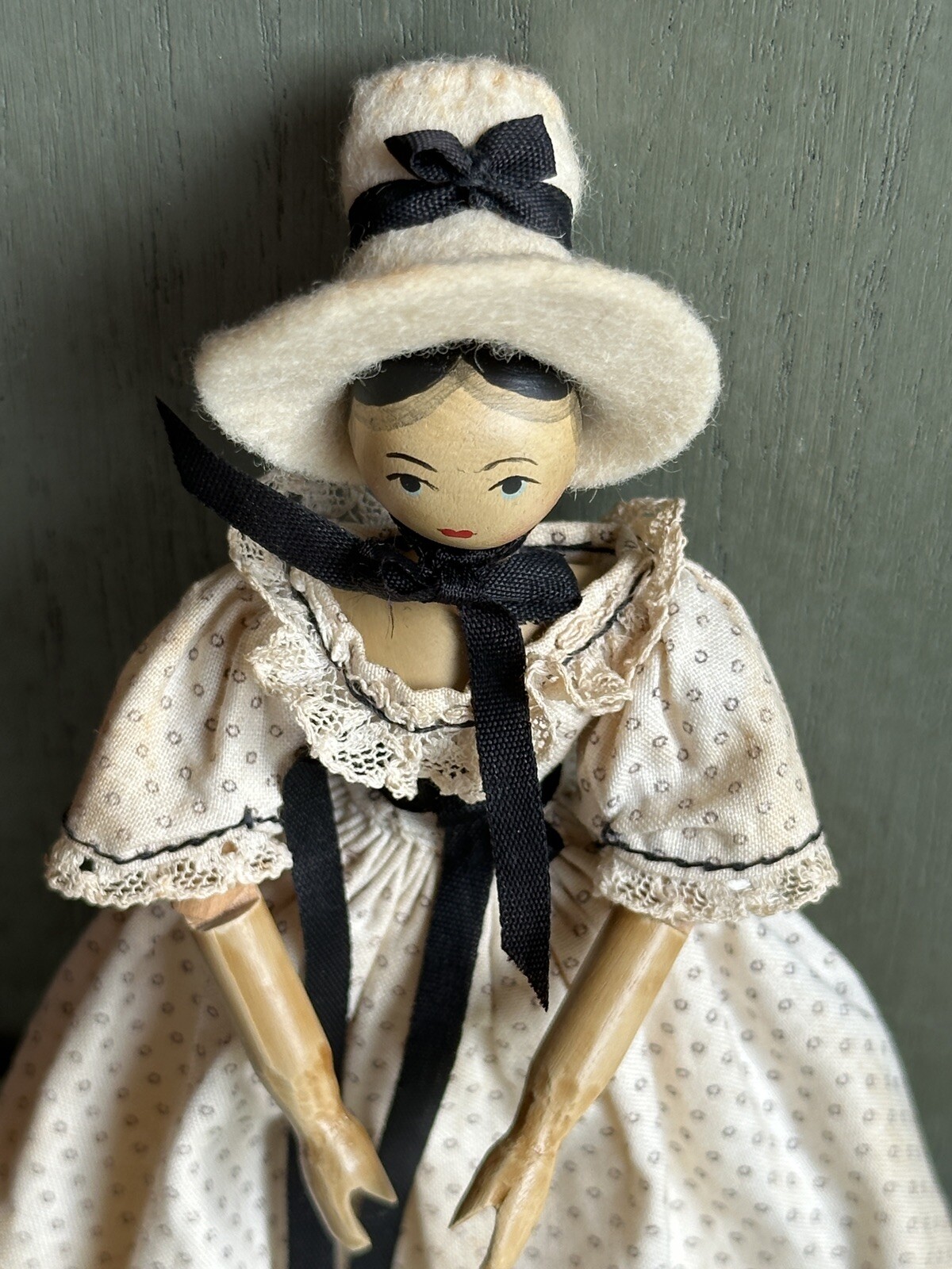 Vintage 6.5” Carved Wood Jointed Doll with Tuck Comb by Artist Sherman ...