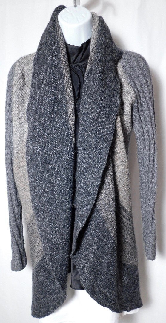 AUTUMN CASHMERE Women's Shades of Gray Cashmere Drape FrontCardigan ...