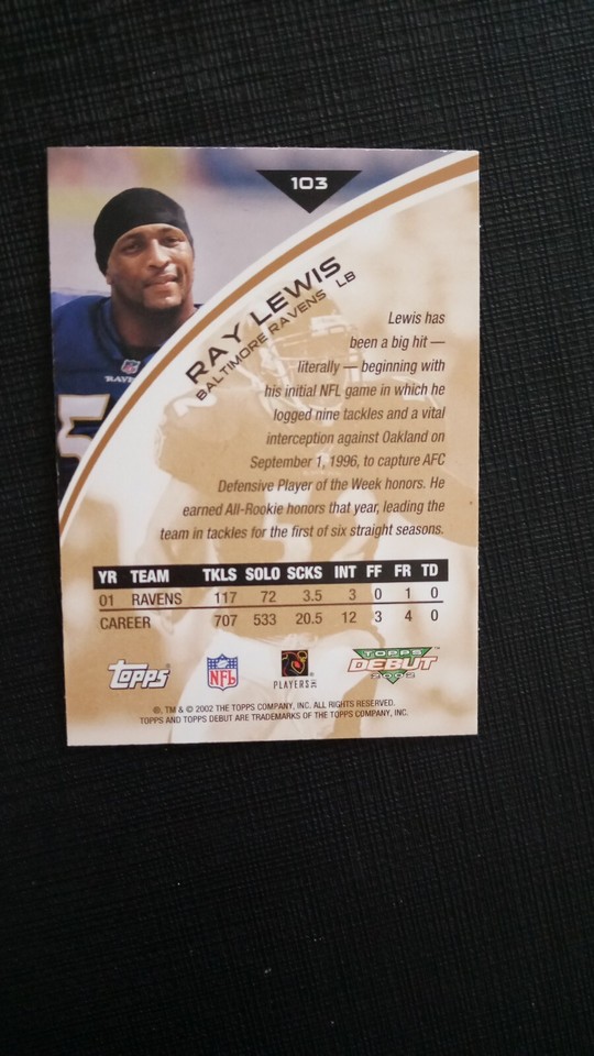 2002 Topps Debut Football Ray Lewis # 103 Baltimore Ravens NM/MT | eBay