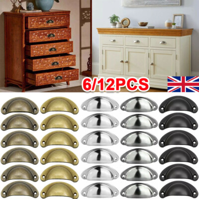 6/12 Pcs Cup Pull Shell Handles Half Moon Kitchen Cupboard Cabinet Door ...