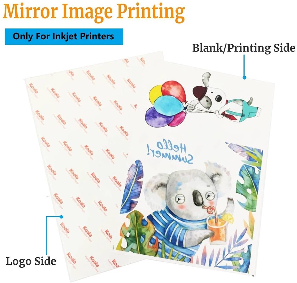 Lot Koala Iron On Heat Transfer Paper Dark / Light Printable Heat ...