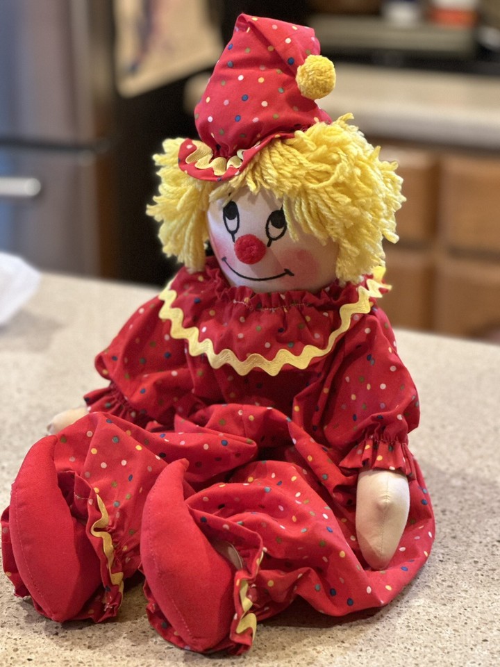 RAG DOLL CLOWN CLOTH DOLL 24” VERY GOOD CONDITION- Unbranded | eBay