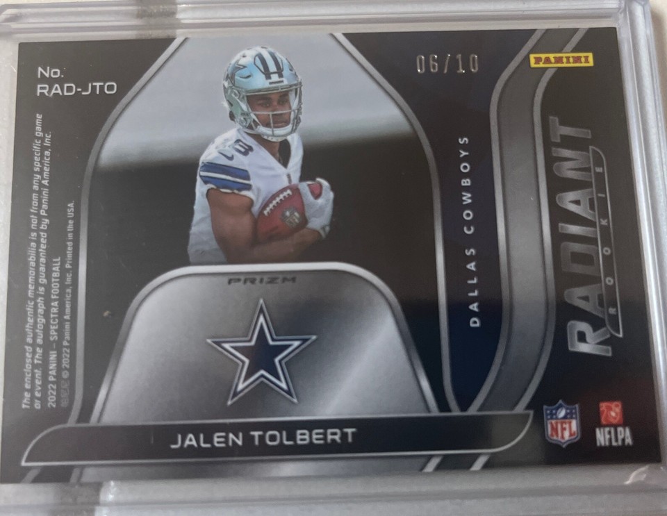 2022 Spectra Jalen Tolbert Radiant RPA Rookie Patch Auto Meta /10 #RAD ...
