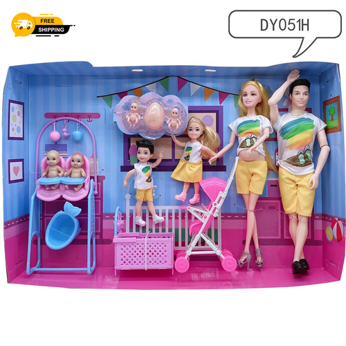 Barbie Happy Family Pregnant Mom Midge Doll Set - Dad, Girl, and Baby ...