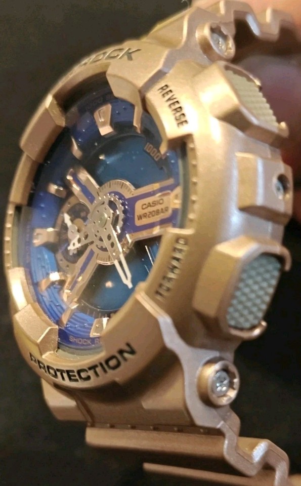 CASIO G-Shock 5425 GMA-S110GD ANALOG-DIGITAL Watch 45mm Blue Dial Rose ...