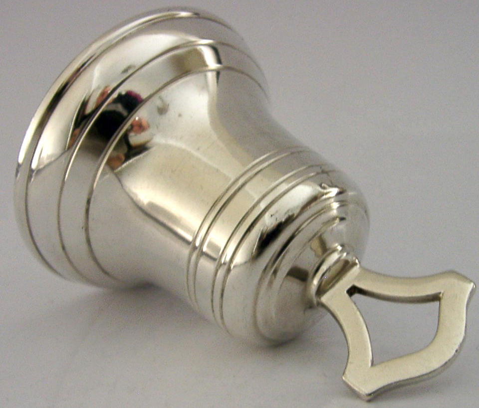STYLISH ENGLISH STERLING SILVER TABLE DESK RECEPTION BAR BELL 1960 DESK ...