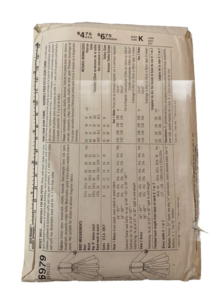 6979 Vintage Simplicity SEWING Pattern Misses Dress 10 CUT | eBay