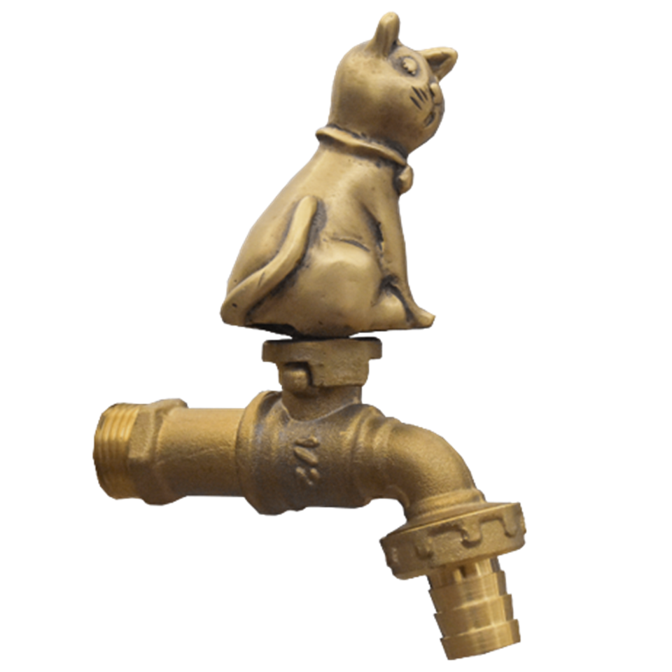 Faucet Brass Garden Tap Water Sitting Cat Spigot Vintage Home Outdoor ...
