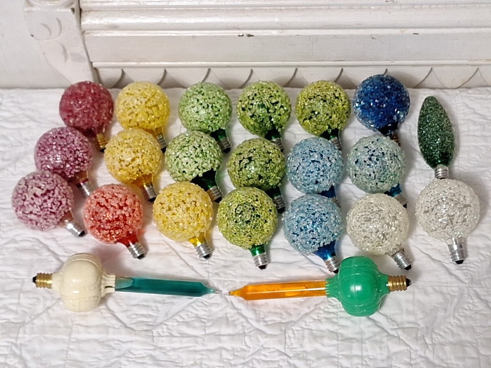 Vintage GE Christmas Lighted Ice Snowball Sugar Light Bulbs NOT WORKING ...