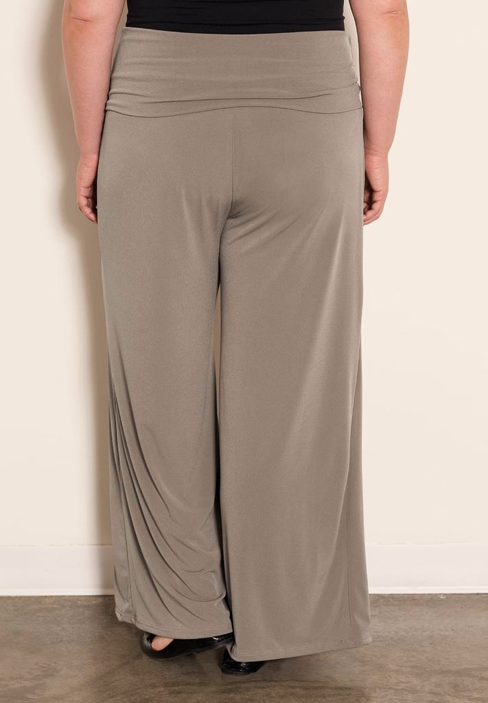 Plus Size Palazzo Pants 1X-3X USA MADE Polyester Blend SWAK Solid Brown ...
