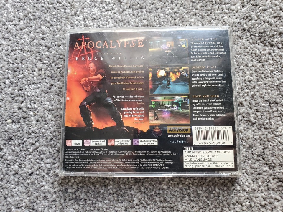Apocalypse (Sony PlayStation 1, PS1) Complete CIB - Tested - Authentic ...