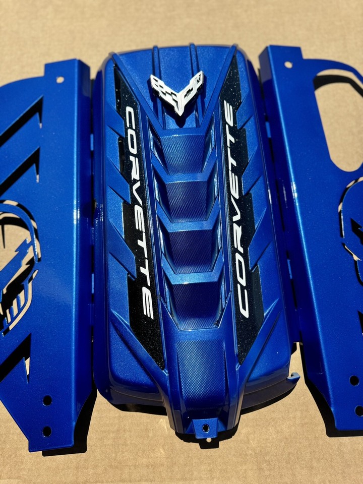 Engine Covers Panels For Corvette C8 2020-2024 Blue Metallic Jake Skull ...