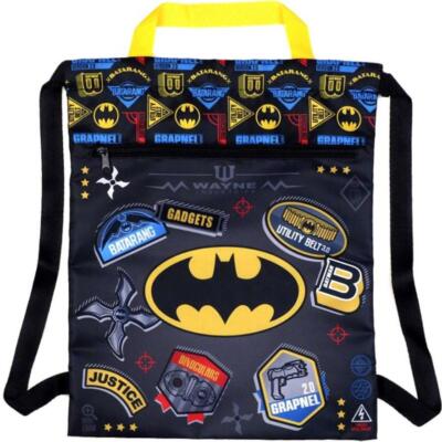 DC Batman Drawstring Backpack Kids Boys Sport Casual School Sack Bag ...