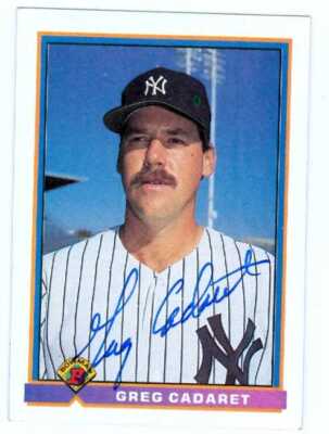 Greg Cadaret autographed baseball card (New York Yankees) 1991 Bowman ...