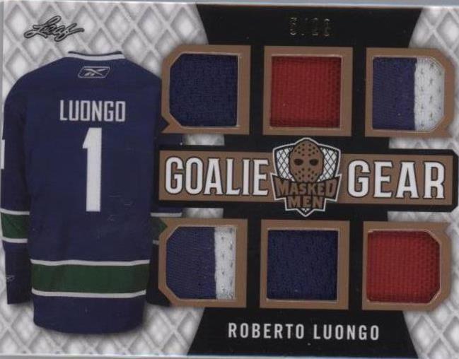 2017 Leaf Masked Men - Goalie Gear Roberto Luongo #GG-22 /20 (MEM) for ...