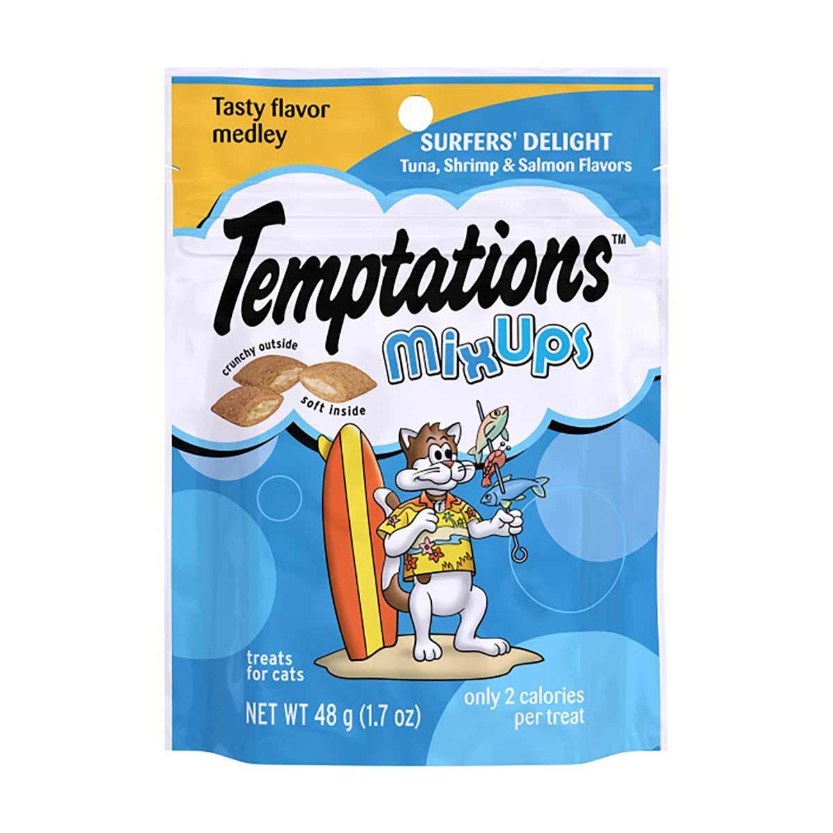SET OF 2 Surfers Delight Temptations Mix Up Cat Treats Tuna Shrimp ...