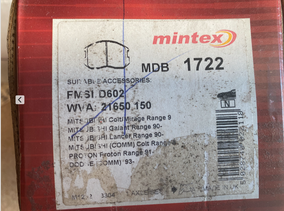 Mintex Disc Brake Pad Set - MDB1722 - Fits Mitsubishi, Plymouth, Eagle ...
