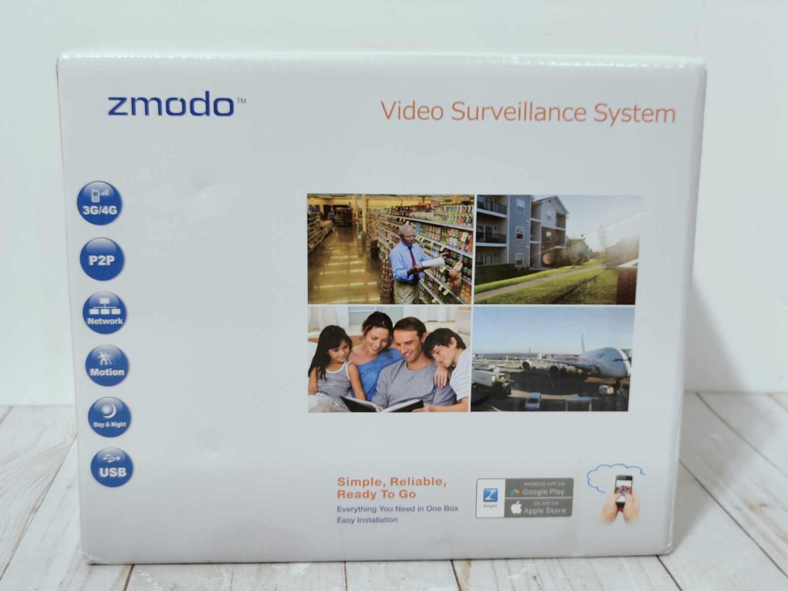 Zmodo 8 Channel DVR Video 4 Camera Security System Kit ZM-I8YB4 Color ...