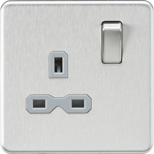 Single Wall Mounted 3 Pin Plug Socket 1 Gang 13A Screwless Plate ...