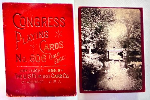 Vintage Congress Playing Cards 606 Gold Edge PEACEFUL VALE E85 | eBay