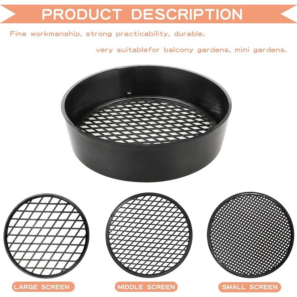 3Pack Sifting Pan Outdoor Gold Panning Soil Sifter Garden Sieve Mesh ...