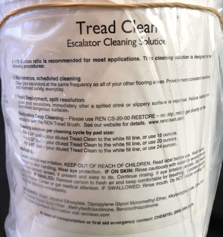 REN TREAD CLEAN ESCALATOR CLEANING SOLUTION 1 GAL 3.785 L CS-17-02 | eBay