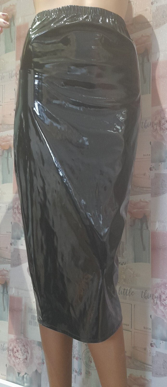 Vinyl Leatherette Midi Hobble Skirt ,Restricted Bondage Steampunk plus ...