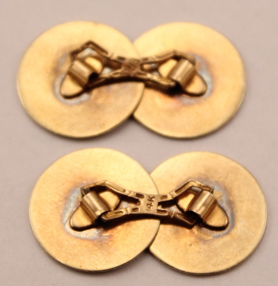Ford Perry 14K Yellow Gold Midnight Blue Enamel Cuff Links F.P. CO ...