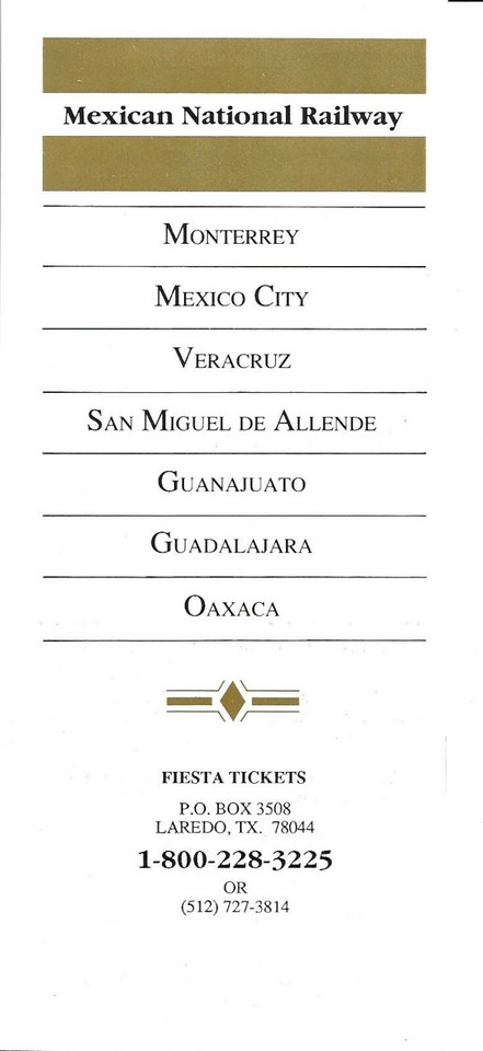 Mexican National Railway Vintage Brochure Undated Mexico Travel Fares ...