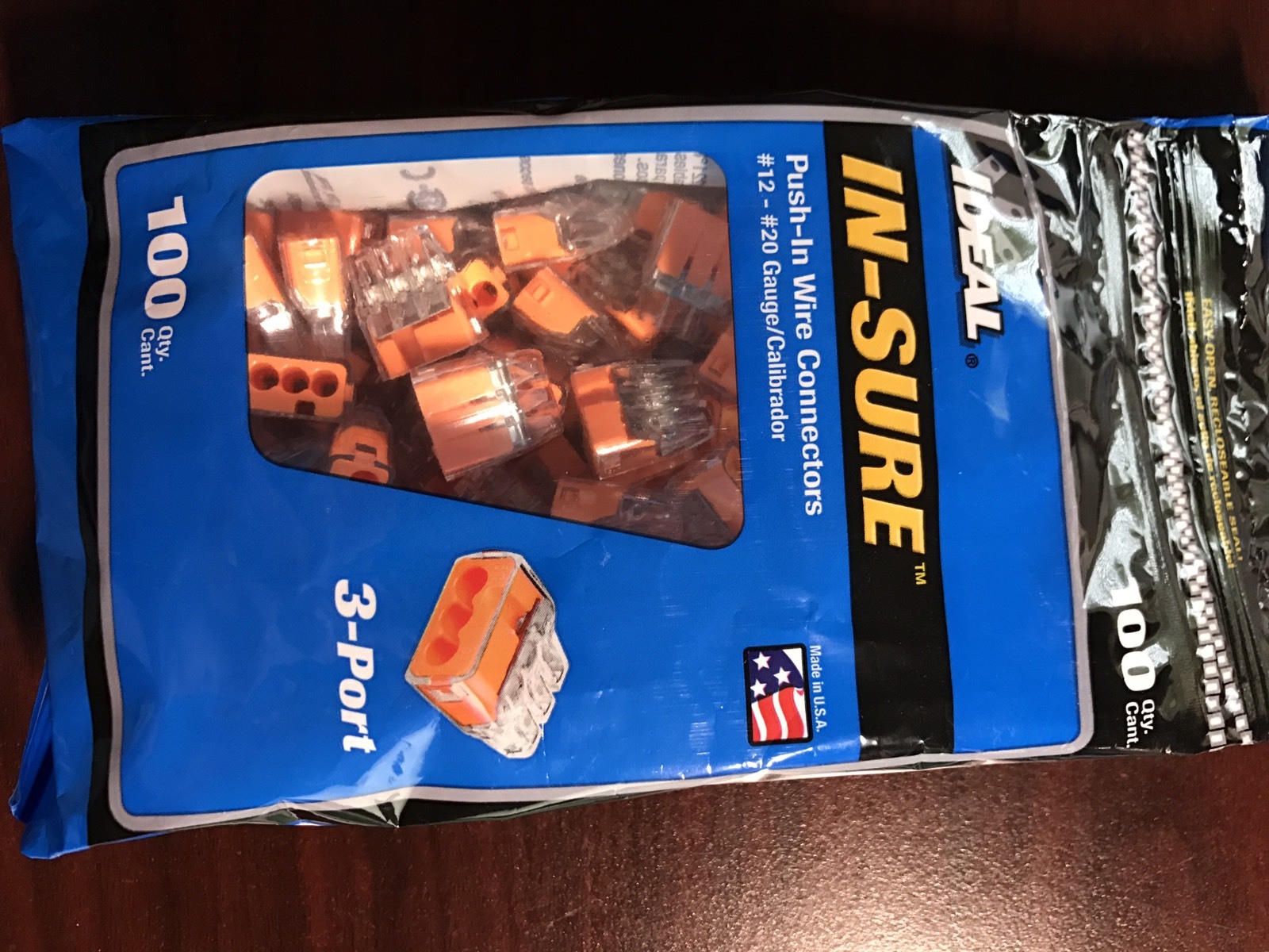 Ideal In-Sure Push In Wire Connectors 300 Qty 2 3 4 Port Insure #12 ...