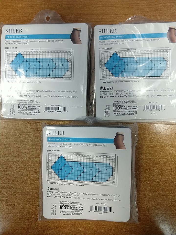 3 Pack: West Loop Sheer Reinforced Panty & Toe Pantyhose, Size A, Nude ...