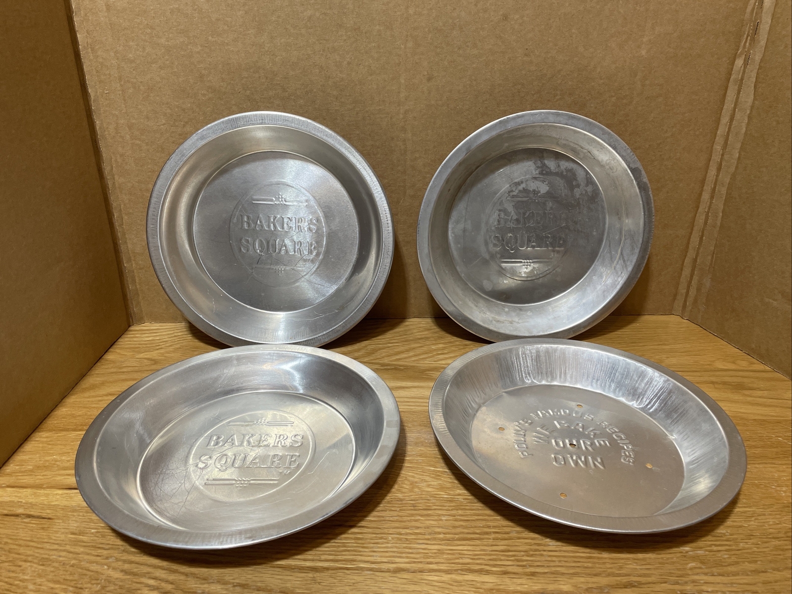 3 Vintage Bakers Square Aluminum Pie Tins plus 1 Polly's Famous Recipes ...