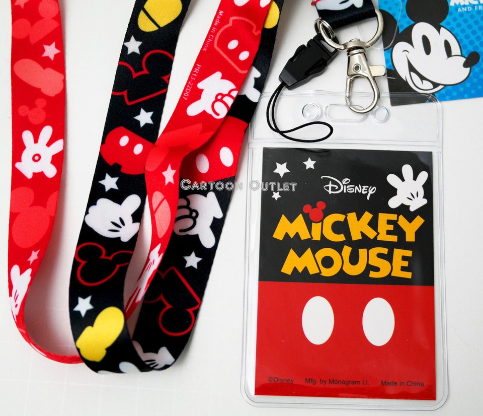 Disney Mickey Mouse Lanyard ID Holder Keychain Pin Holder Collectible ...
