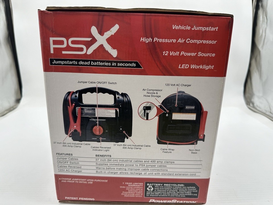 Power Station PSX Jump Starter Air Compressor 12 Volt With Worklight ...