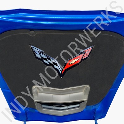 C7 CORVETTE UNDER HOOD BLACK CROSSED FLAG EMBLEM COMPLETE KIT FITS 14 ...