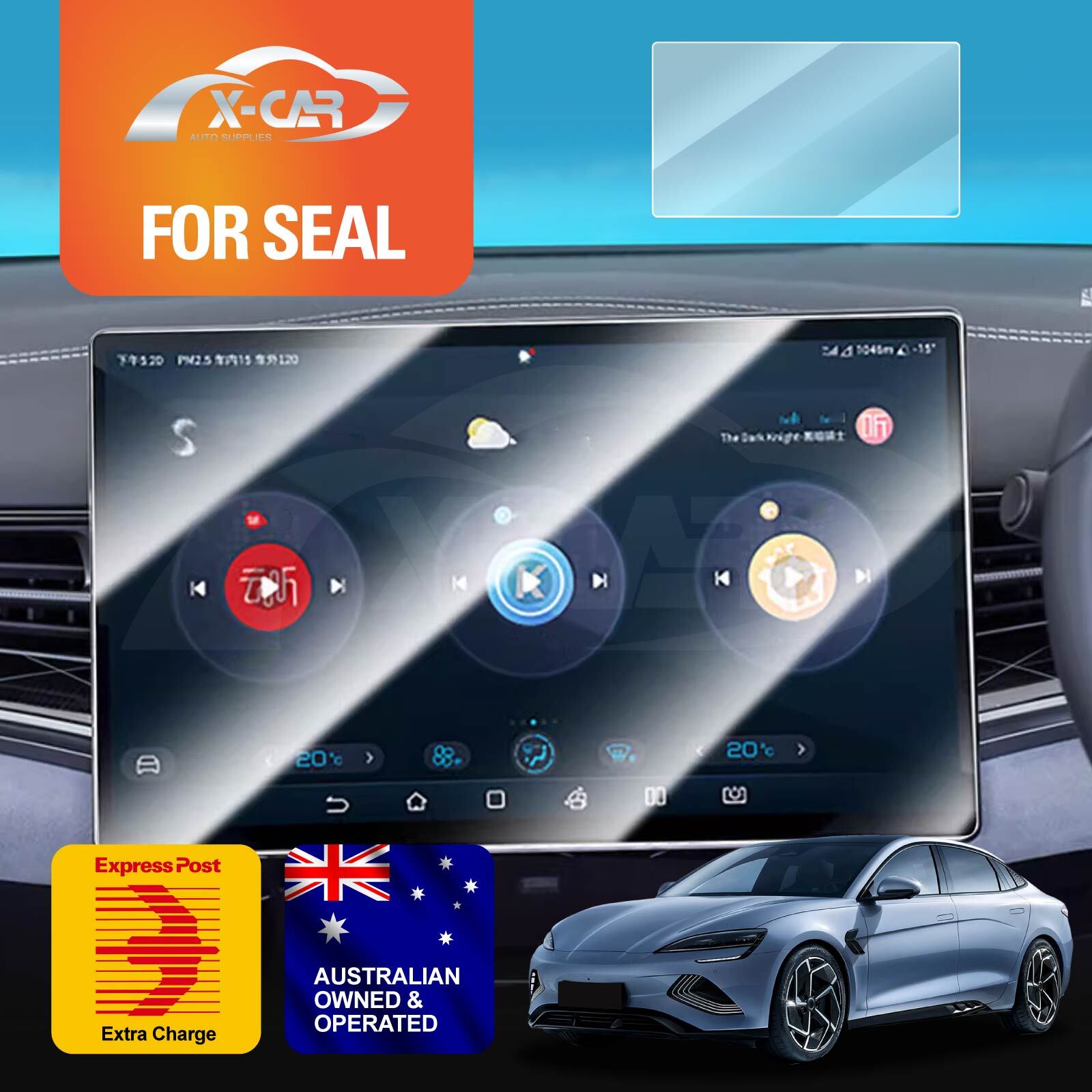 BYD Seal 2023-24 Dash Center Console Screen Protectors Tempered Glass ...