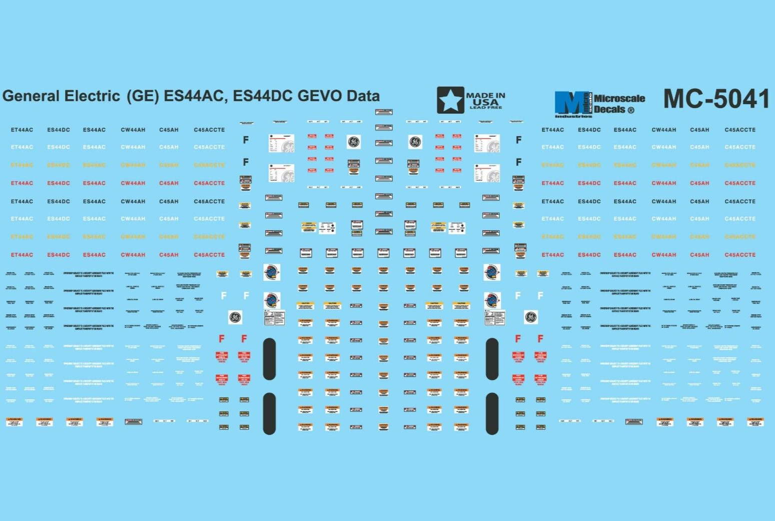 Microscale MC-5041 HO General Electric (GE) Data for: ES44AC, ES44DC ...