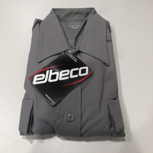 Elbeco Men's Grey Duty Maxx Long Sleeve Shirt Size 18.5 Sleeves 36/37 ...