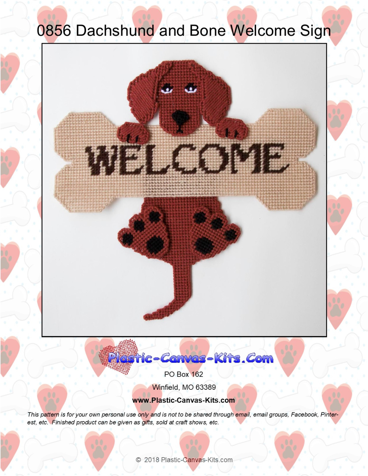 Dachshund Dog and Bone Welcome Sign- Plastic Canvas Pattern or Kit | eBay