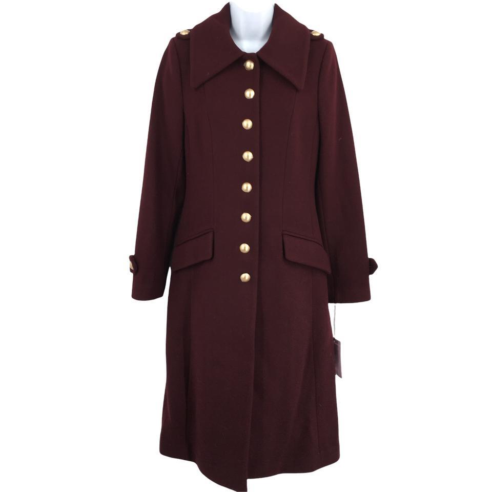 🤍 AVEC LES FILLES Merlot Purple Red Gold Button Long Maxi Military Coat ...