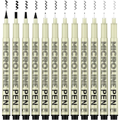 KERIFI Micro-Pen Fineliner Ink Pens, 12 Pack Black Micro Fine Point ...
