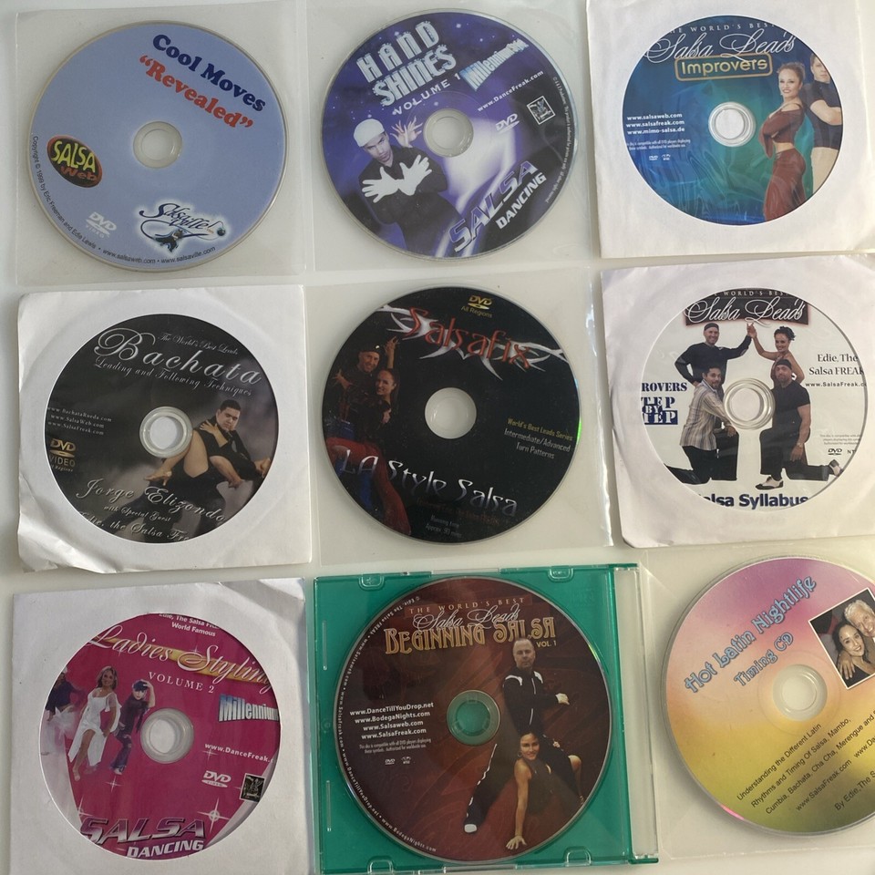 Salsa 💃 Leads Dance Lot of 9 DVD 📀 Latin Spins Moves Hand Shines Etc ...